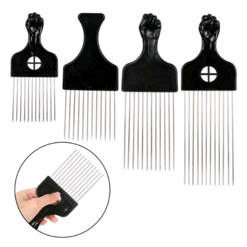 Pente Garfo Afro Com Dentes de Metal Para Penteado | Shopee Brasil