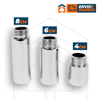 Alongador Prolongador Extensor De Torneira Em Metal 1/2" 20mm 4cm 6cm ...