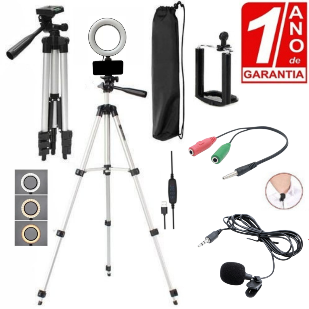 Kit Youtuber Podcast Live Ring Light com Suporte para Celular ...