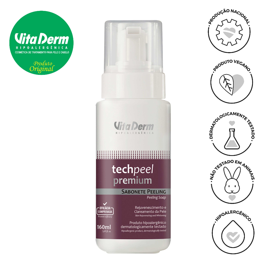 Sabonete Tech Peel Premium Clareador 160ml - Vita Derm | Shopee Brasil