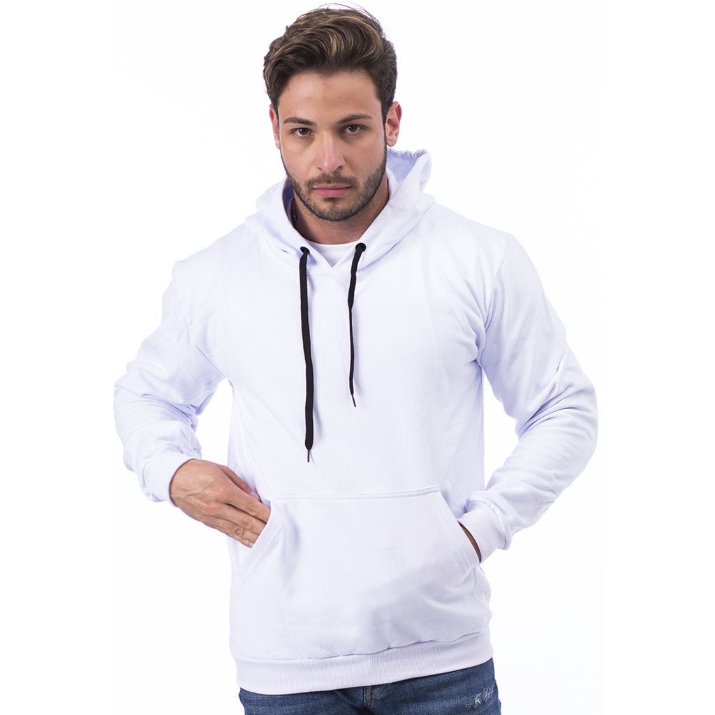 Blusa Moletom Masculino Branco Liso Algodão e Flanelado Macio ...