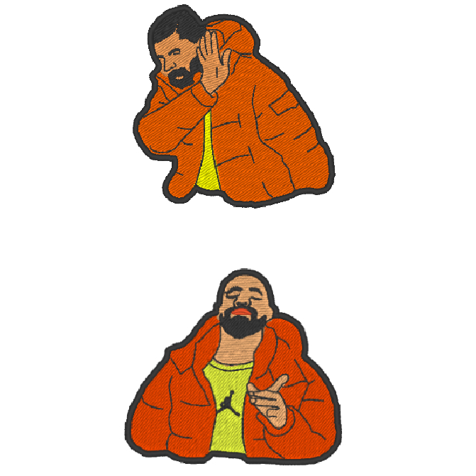 Patch Conjunto Drake Meme Sim e Não Aplique Bordado Termocolante ...