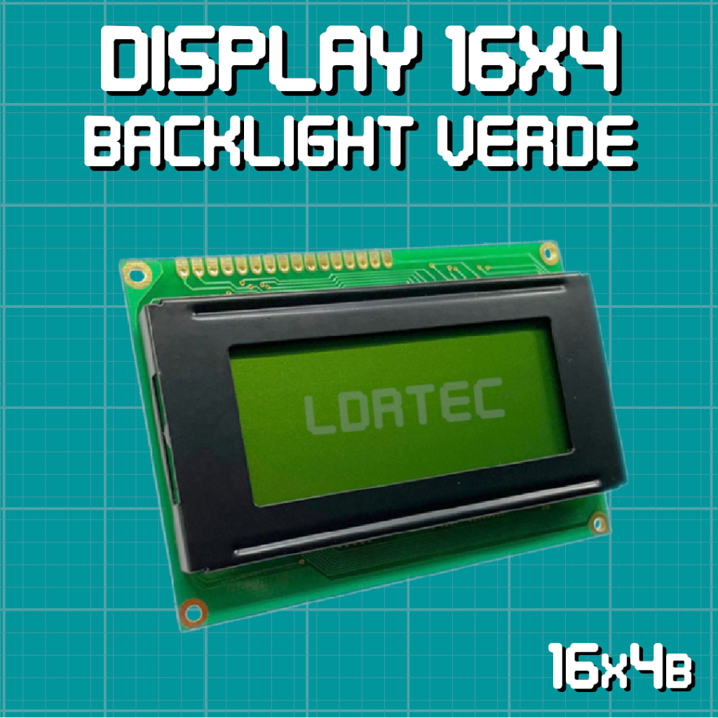 Kit Arduíno 3pçs Display LCD 16x04 com Backlight Verde Pinagem Superior ...