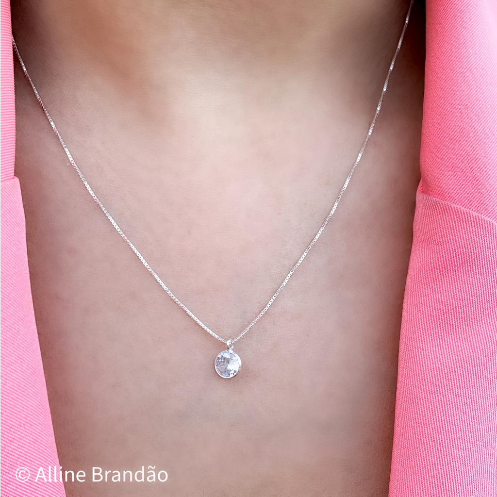 Colar feminina Ponto de luz redondo- Prata 925. | Shopee Brasil