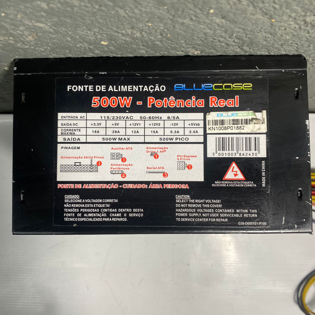 Fonte Real Bluecase Mod: 500w-potencia Real 24pinos Sata Atx | Shopee ...