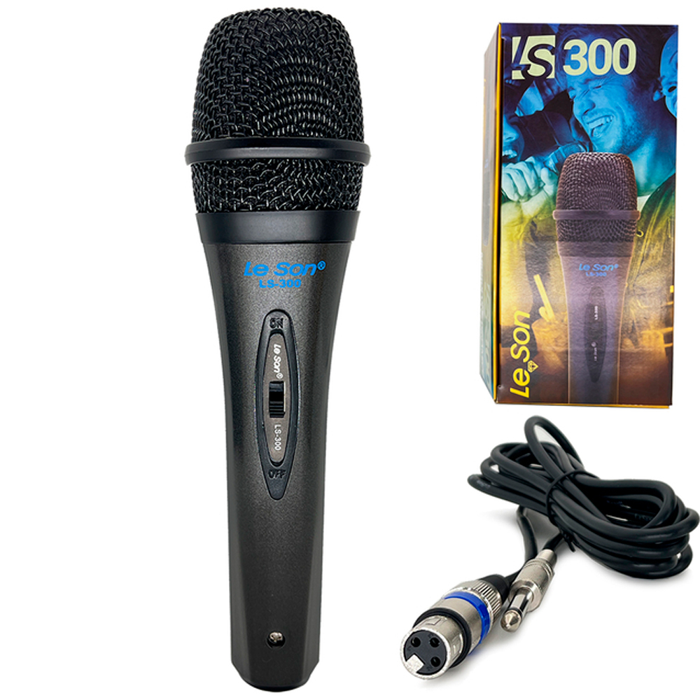 Microfone LS 300 Profissional LeSon Dinâmico Unidirecional Com Fio 3 ...