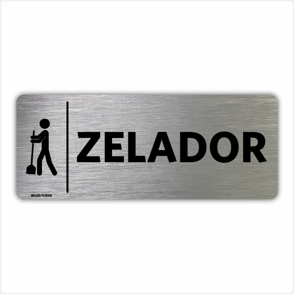Placa Zelador - 8x20cm - Sinalização Indicação Setor Portas Prédio ...