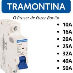 Disjuntor UNIPOLAR Tramontina 10A a 63A Curva C monopolar | Shopee Brasil