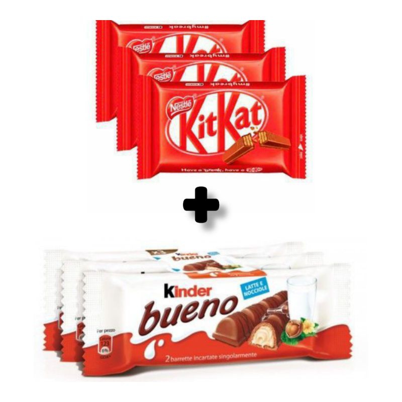 Combo de chocolate presente - 3 kit kat / 3 kinder bueno | Shopee Brasil