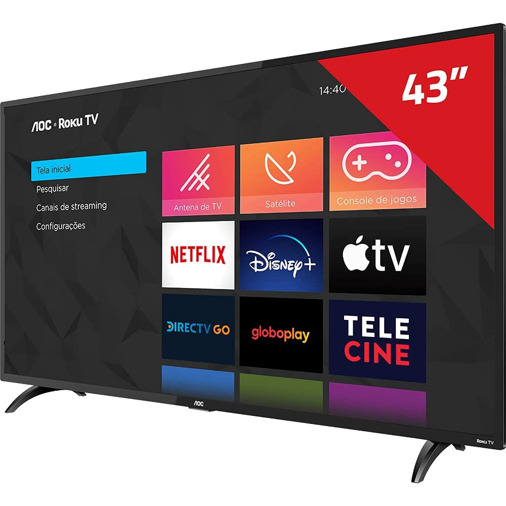 Smart TV LED 43" Full HD AOC ROKU TV FHD 43S5195/78G, Wi-Fi, 3 HDMI, 1 ...