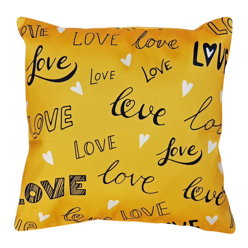 Almofada Palavras Love Escrita Amarela de Sarja 45x45 +Refil | Shopee ...