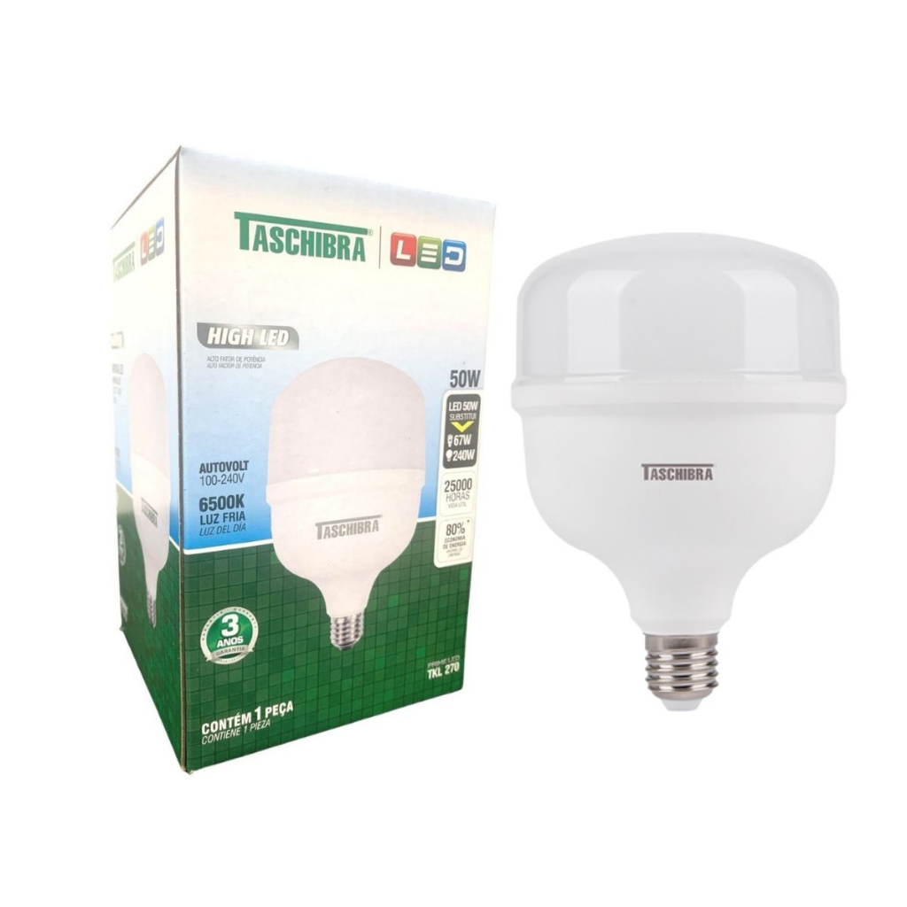 Lâmpada Led 50w Bulbo E27 Luz Branca Forte Mais Econômica | Shopee Brasil