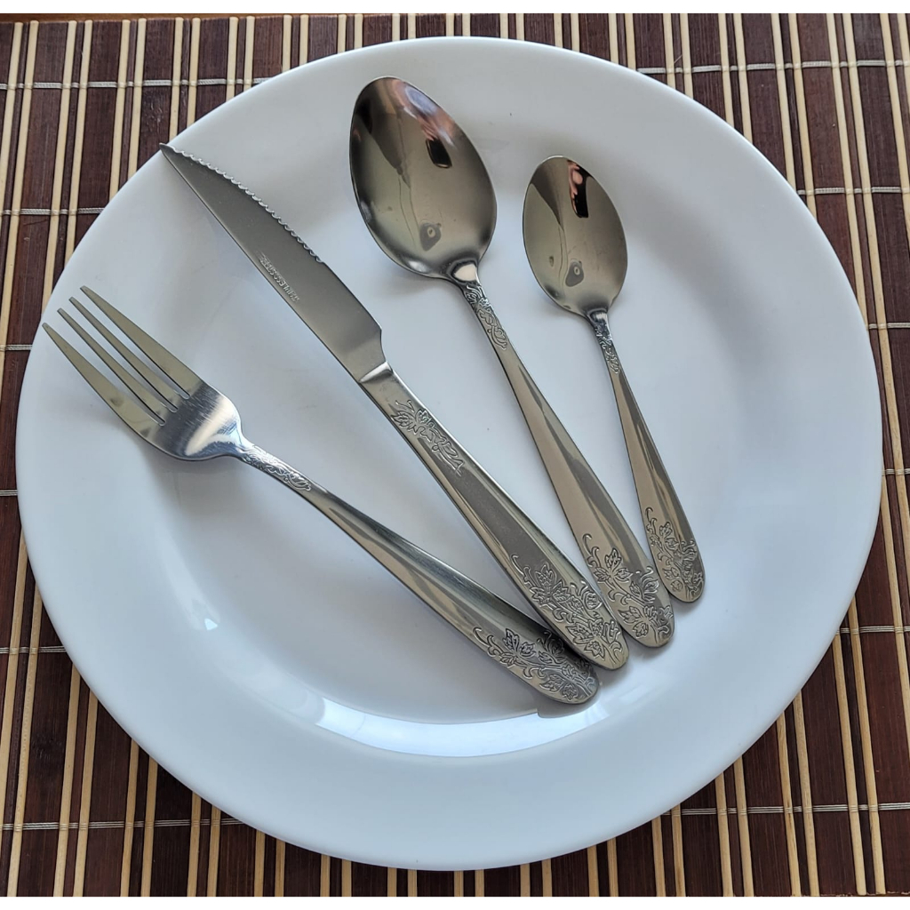 Jogo de Talheres em Aço Inox 24 Peças Prata | Shopee Brasil