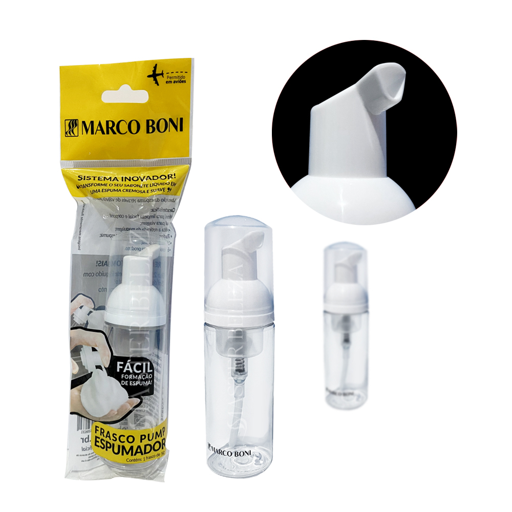 Frasco Pump Espumador Pequeno Uso Diário Marco Boni 50ml | Shopee Brasil