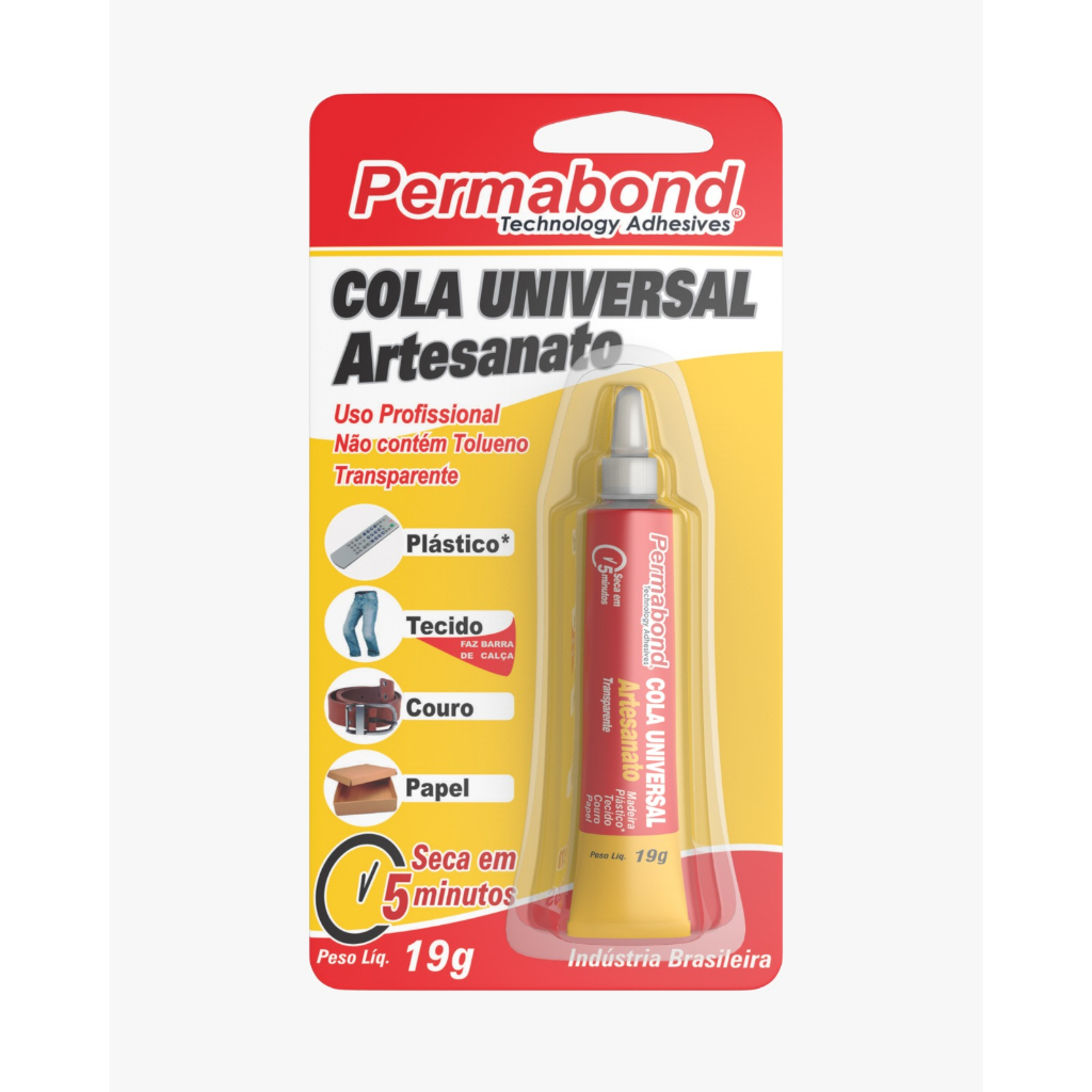 Cola universal artesanato 19g Permabond cola para plástico, tecido ...