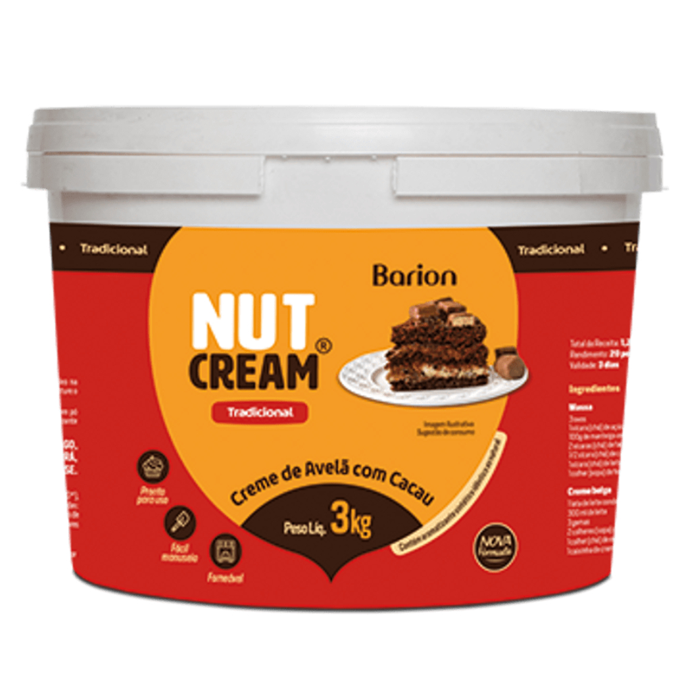 NutCream Barion 3Kg ORIGINAL Creme Forneável Recheio Avelã Com Cacau ...