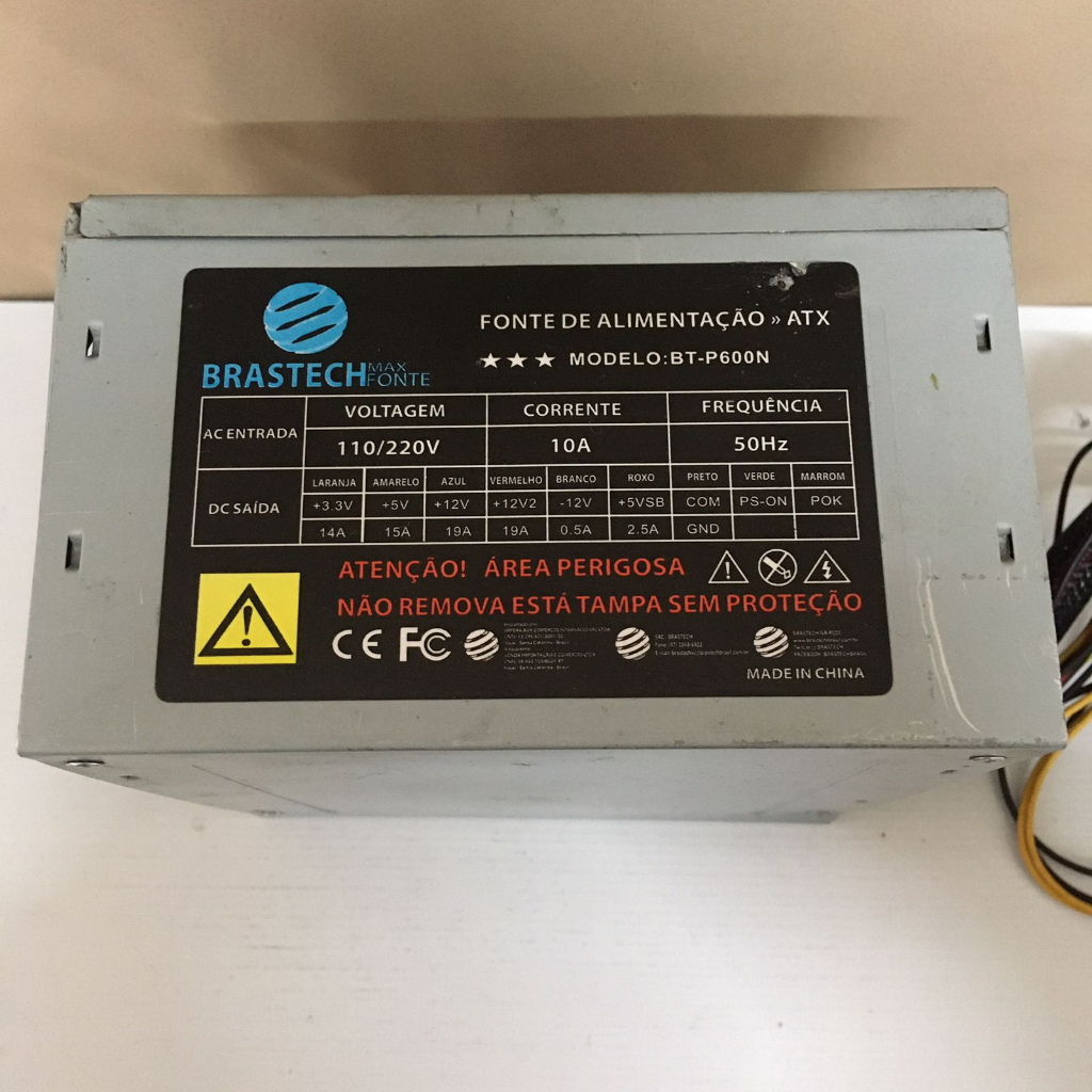 Fonte Nominal Brastech Modelo: BT-P600N 24PIN 220W ATX | Shopee Brasil