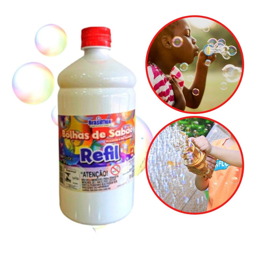 Refil Liquido Para Maquina De Fazer Bolhas De Sabão 1 Litro | Shopee Brasil