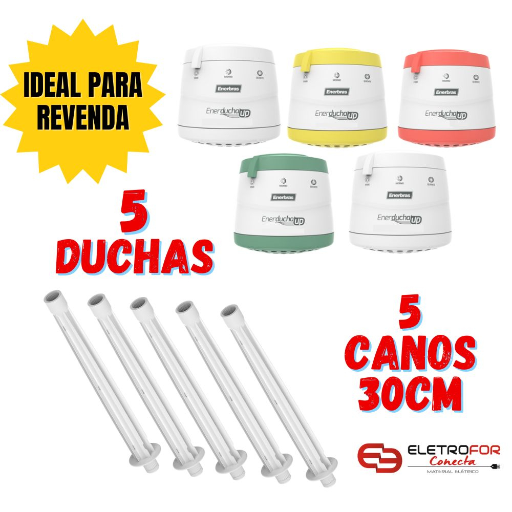 PACK 5 DUCHAS CHUVEIRO ELETRICO BRANCO / VERDE / CORAL / AMARELO 127V ...
