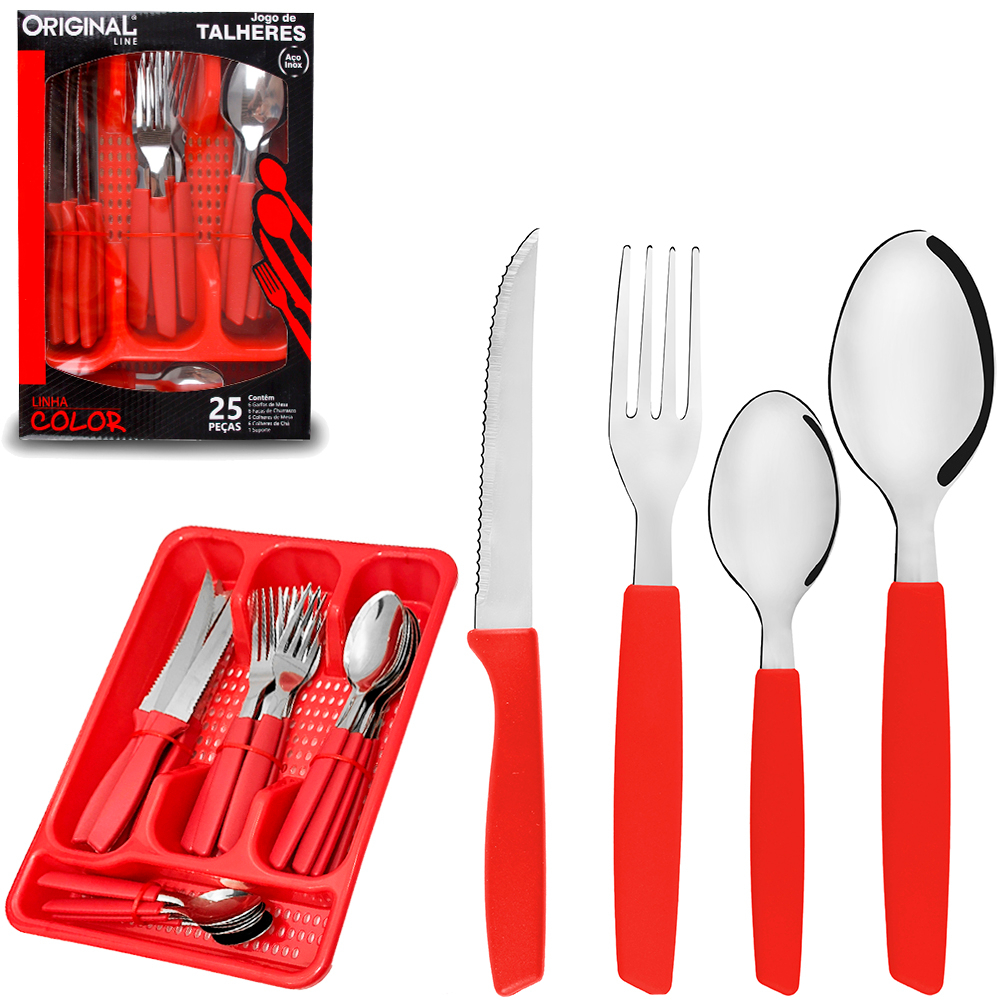 CONJUNTO DE TALHERES VERMELHO | Shopee Brasil