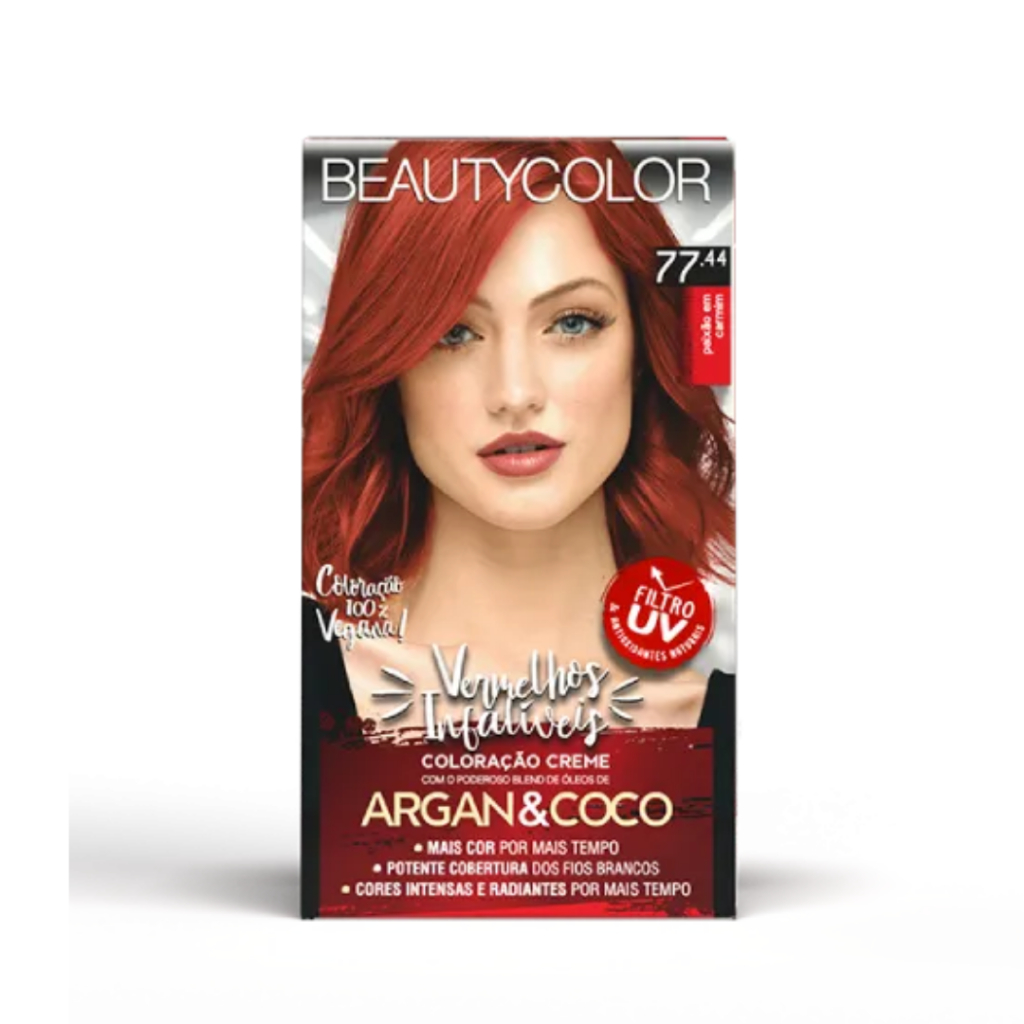 Kit Coloração Permanente Tinta De Cabelo 77.44 Paixão em Carmim 45g ...