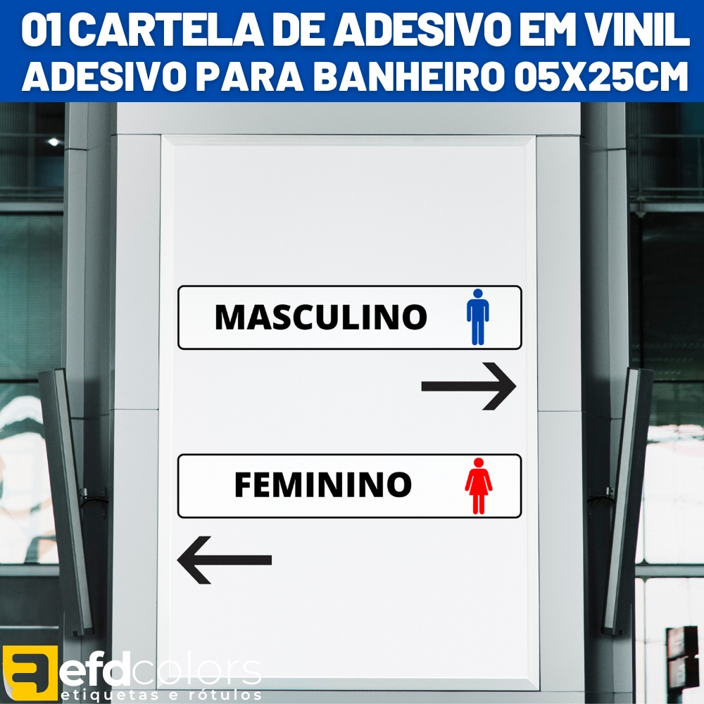 Adesivo em Vinil Resistente 5x25 cm para Banheiro Masculino Feminino ...