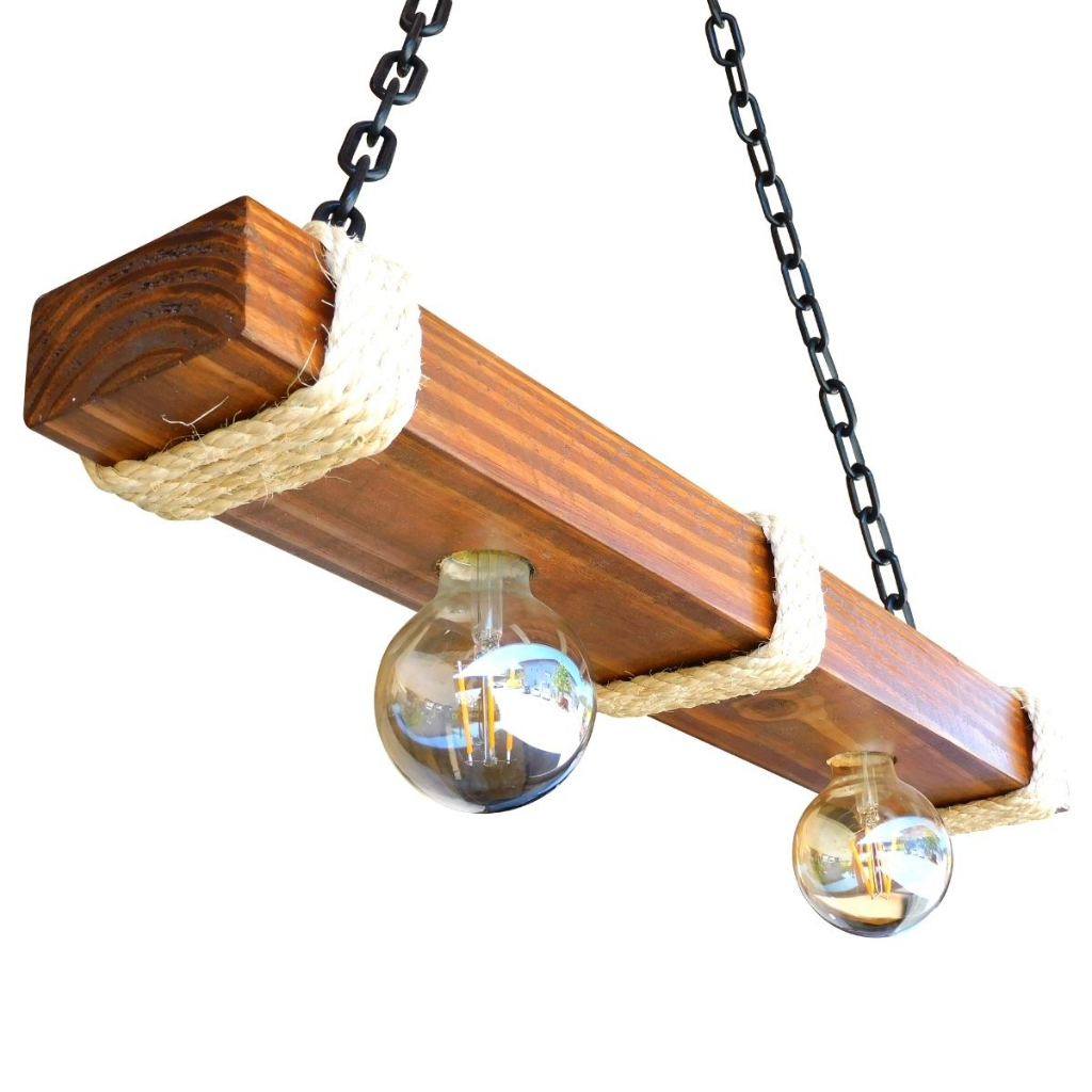 Lustre Pendente Luminária Rustica de Madeira Moderna Decoração Rustica ...