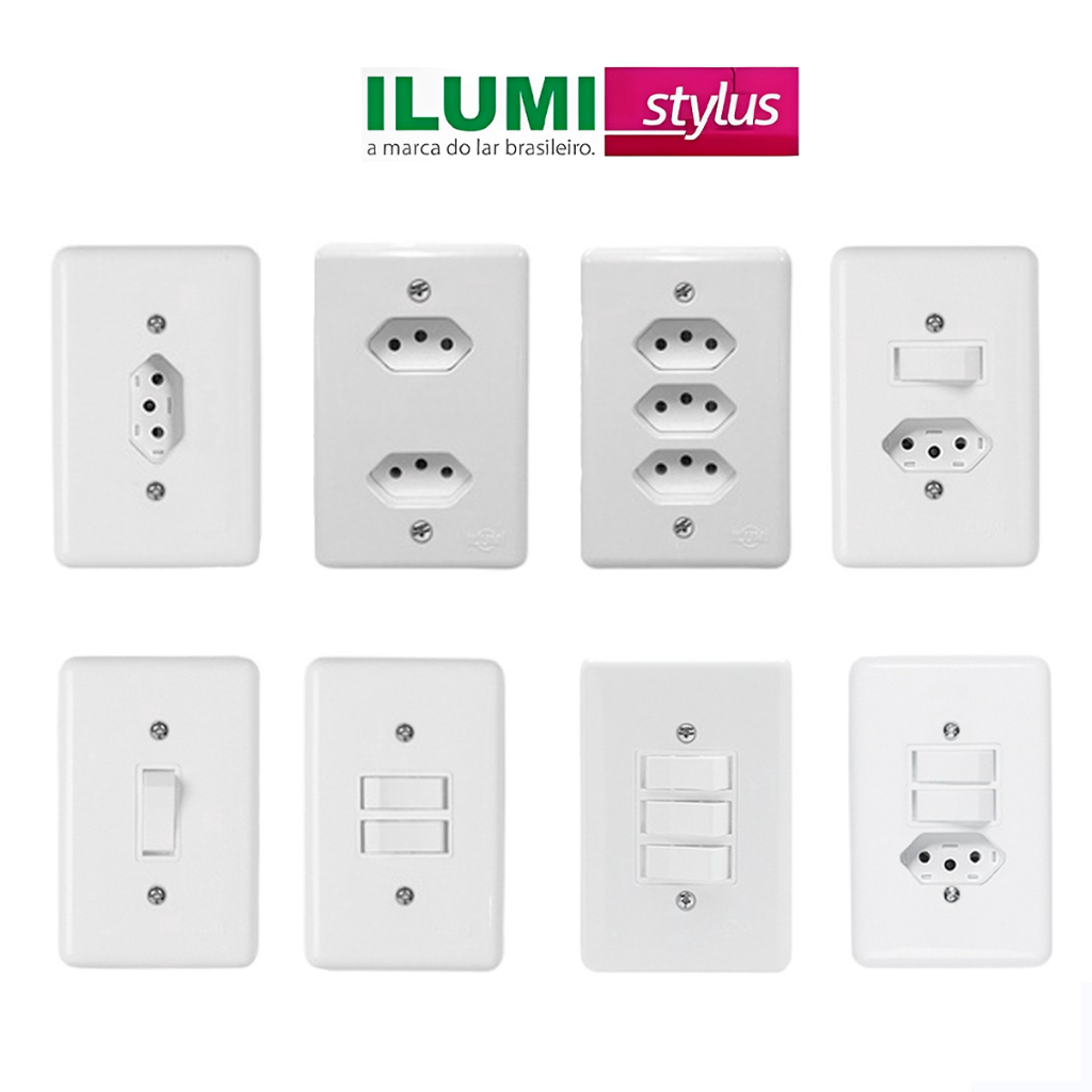 Tomada e Interruptor 10A 20A Tecla Paralelo Three Way Ilumi Stylus ...