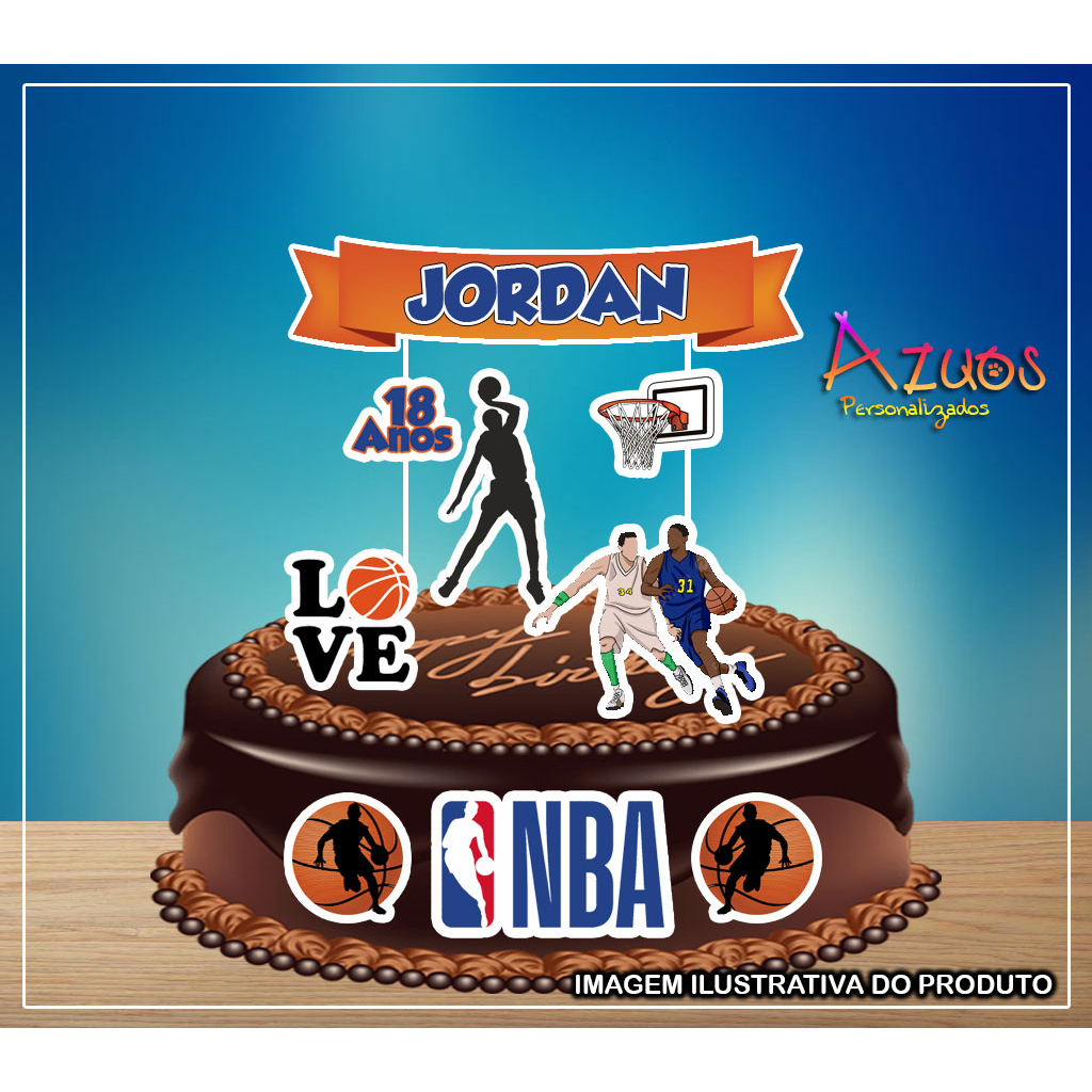 Topo Topper de Bolo Personalizado Basquete | Shopee Brasil