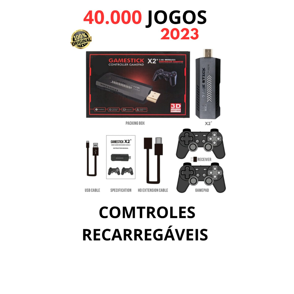 Video Game Stick G10 4k 128G 40.000 Jogos + 2 Controles Original Com ...