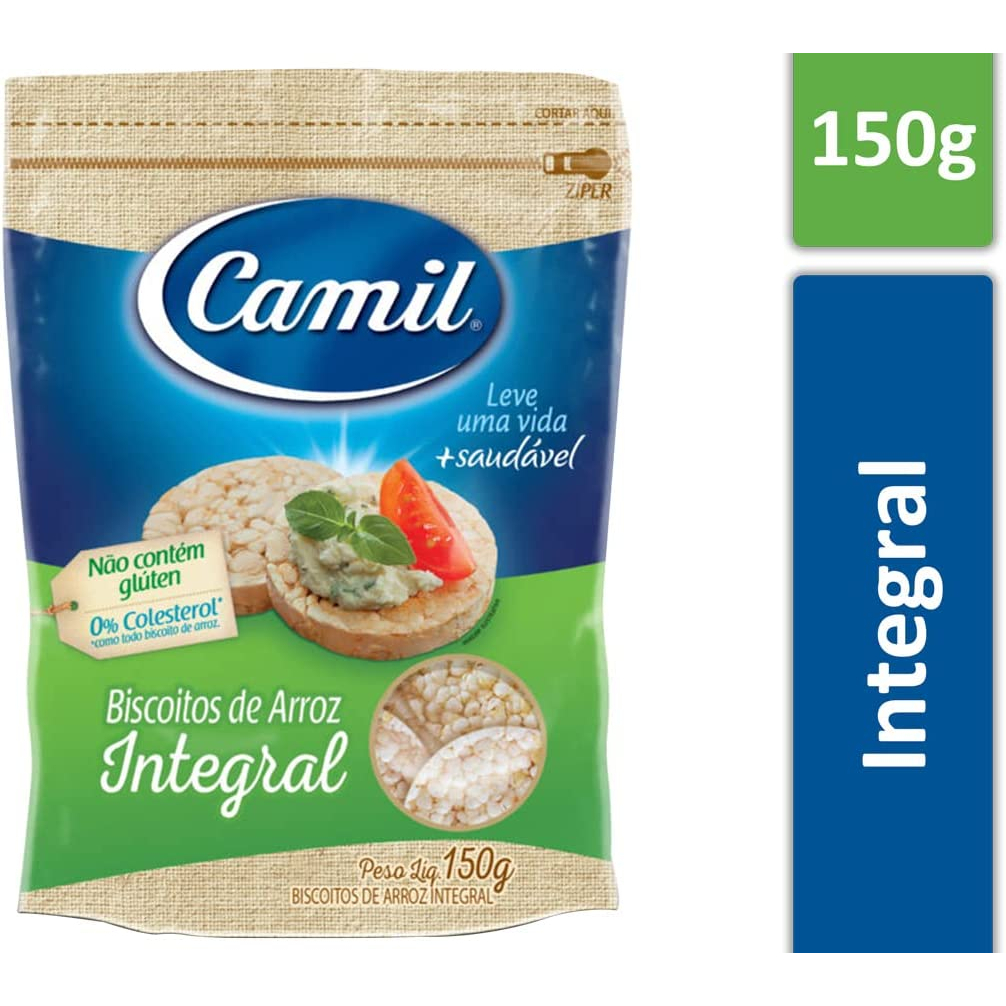 Kit 02 Unid Biscoito de arroz Integral 150g Camil | Shopee Brasil