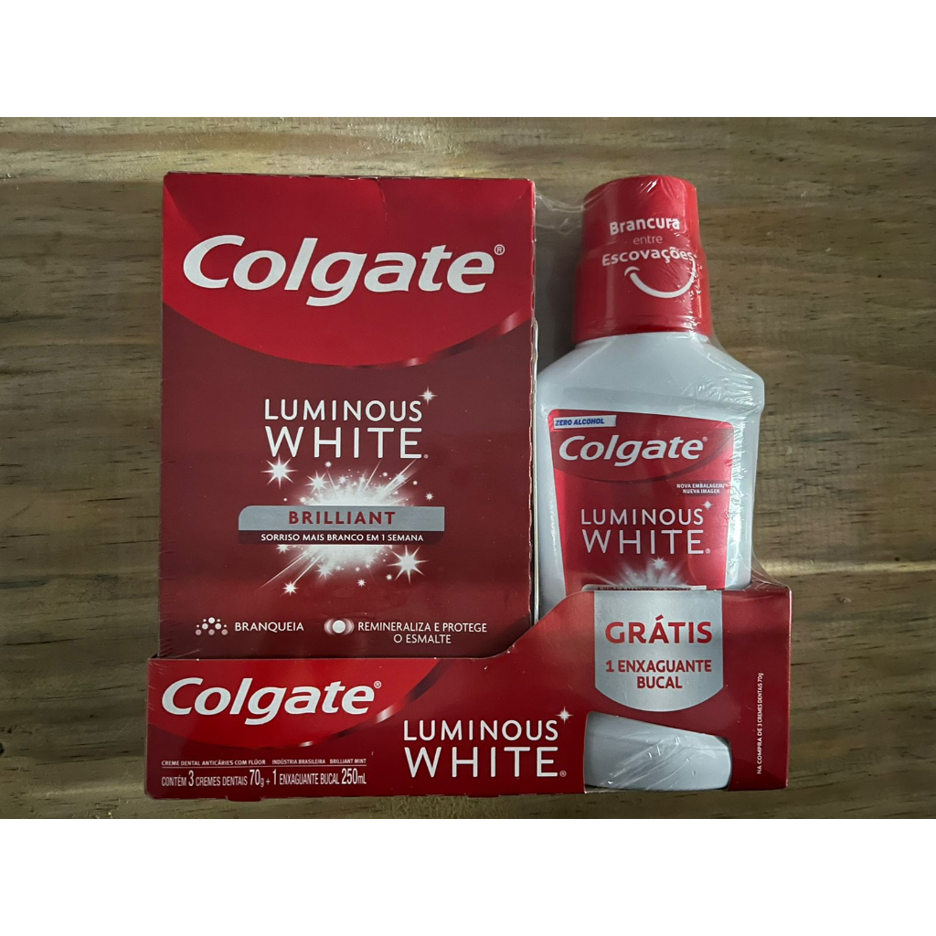 Kit Colgate Luminous White Brilliant Mint Com 3 Pastas de dente de 70g ...