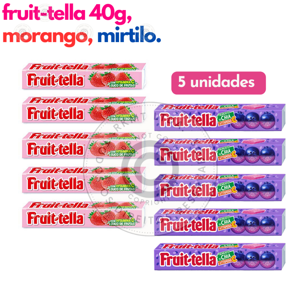 Kit 5 Fruittella Bala 40g Morango Blueberry Mirtilo | Shopee Brasil