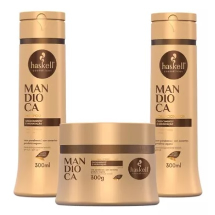 Kit Haskell Mandioca Shampoo 300ml + Condicionador 300ml + Mascara 300gr | Shopee Brasil