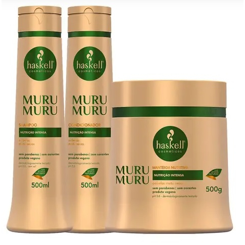 Kit Haskell Murumuru Shampoo 500ml + Condicionador 500ml e Máscara Manteiga Nutritiva 500gr ...