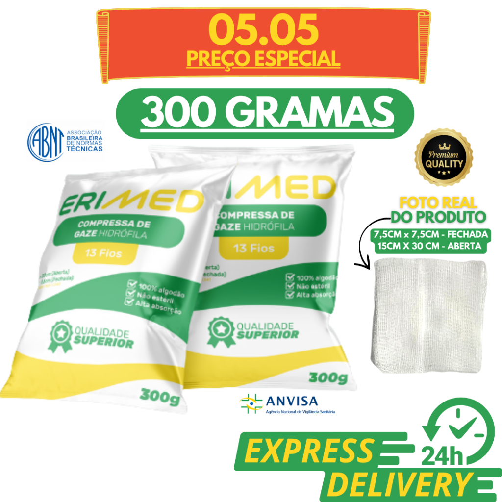 Compressa De Gaze 13 Fios 500 Unidades Hidrófila Gazes Descartável ...