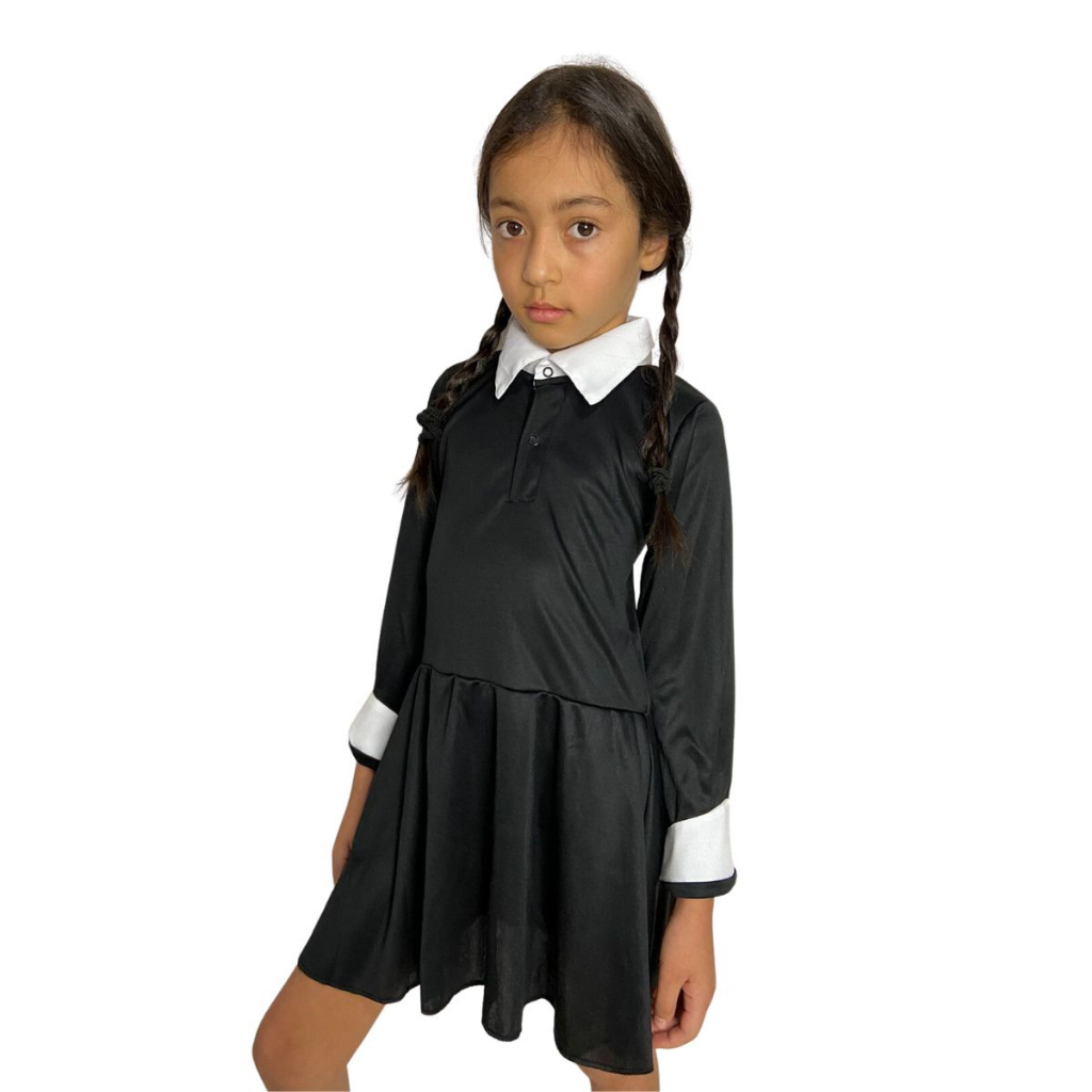 roupa infantil wandinha addams fantasia festa halloween | Shopee Brasil