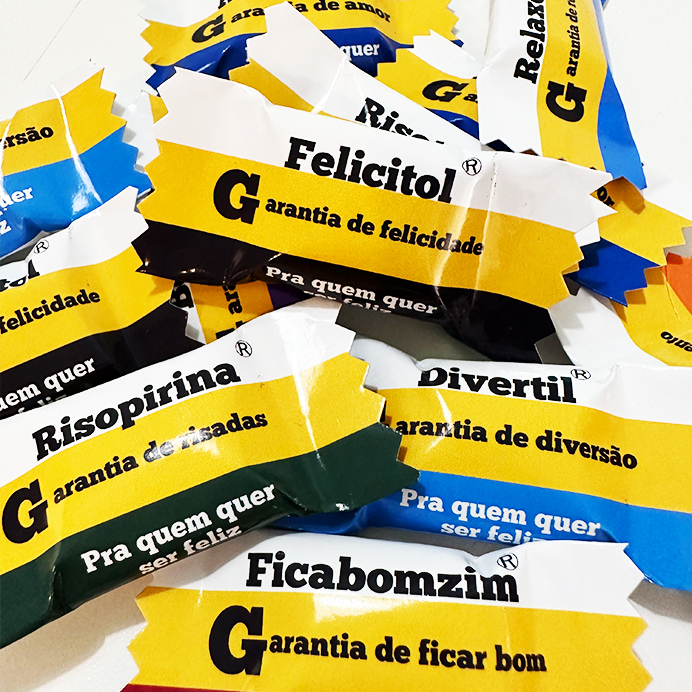 Balas Pílulas da Felicidade / Lembrancinha Cliente Mimos (50un ou 100un ...