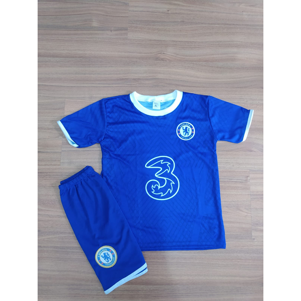 Kit conjunto uniforme infantil Chelsea short e camisa lançamento 2023 ...