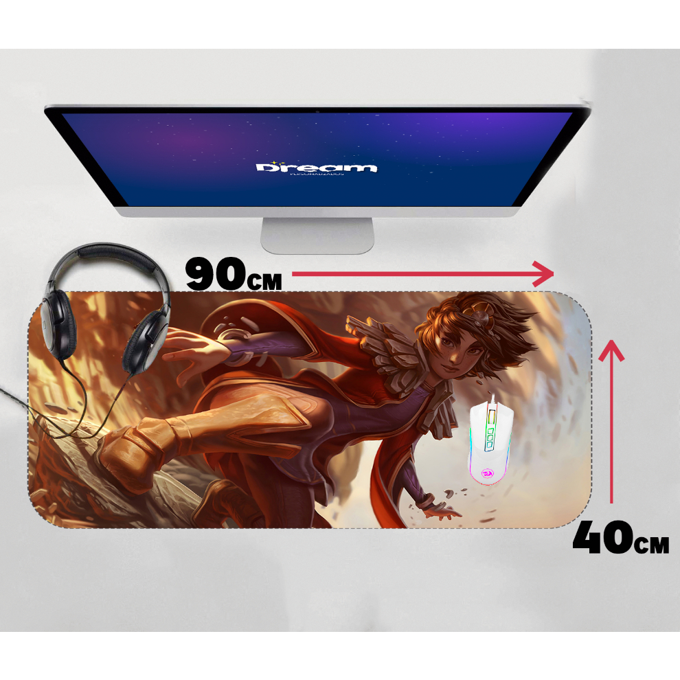 Mouse Pad Gamer Taliyah League of Legends LOL Extra Grande 90x40 Personalizado borda costurada ...