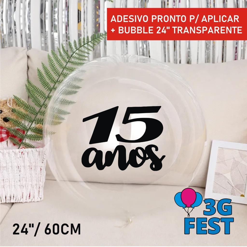 Kit Balão Bubble 15 ANOS, Personalizado Vinil Adesivo Personalize 15 ...