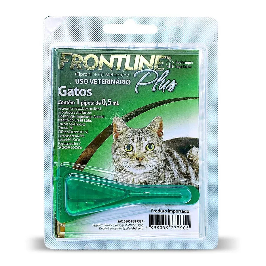 Frontline Plus Gatos 0,5 Ml Pipeta Pulga Carrapato | Shopee Brasil