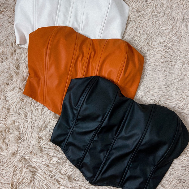 Top Cropped corselet courino com amarração | Shopee Brasil