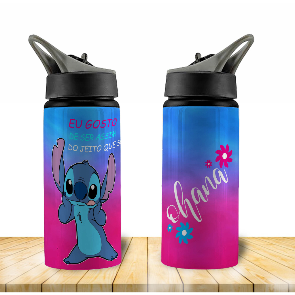Garrafa Squeze de Aluminio com personalização Stitch | Shopee Brasil