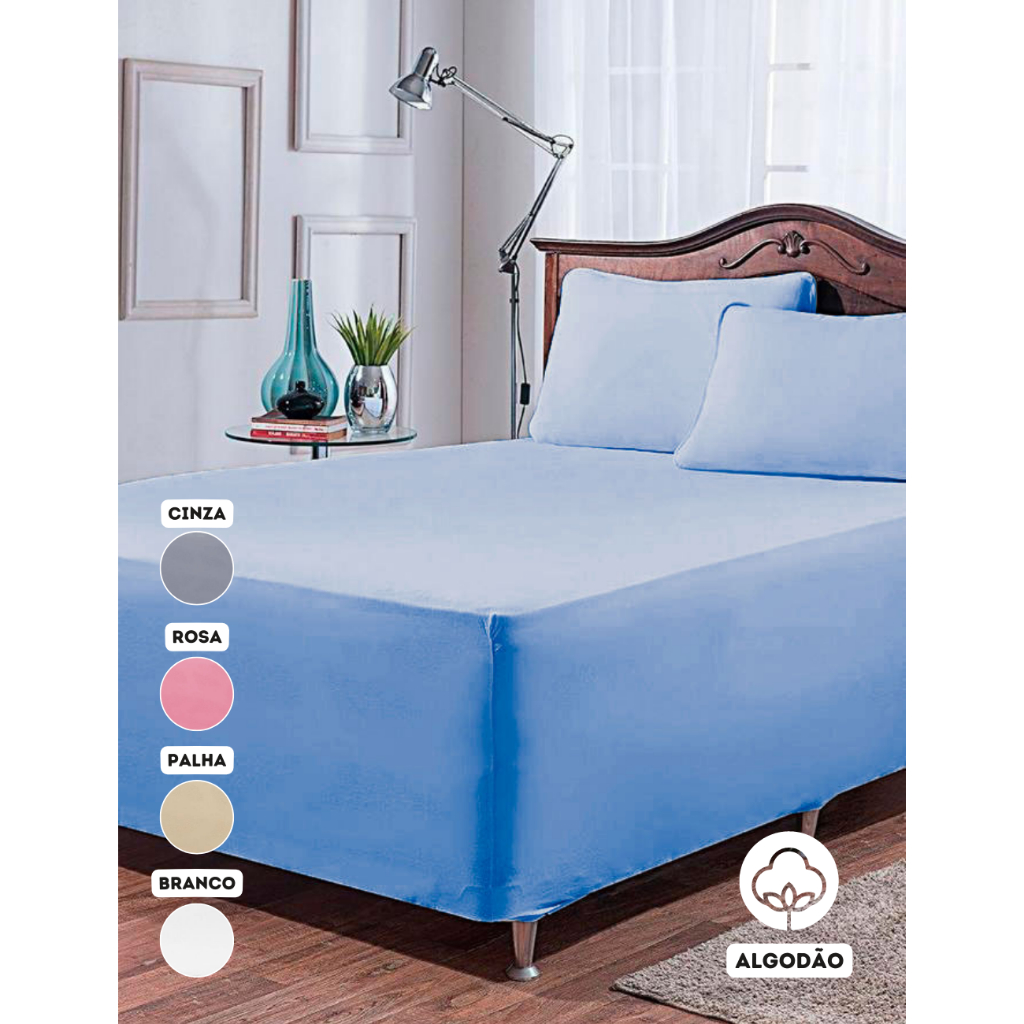 Jogo Lençol Luva SOLTEIRO ALGODÃO 200 FIOS Conjugado COM FRONHA ...