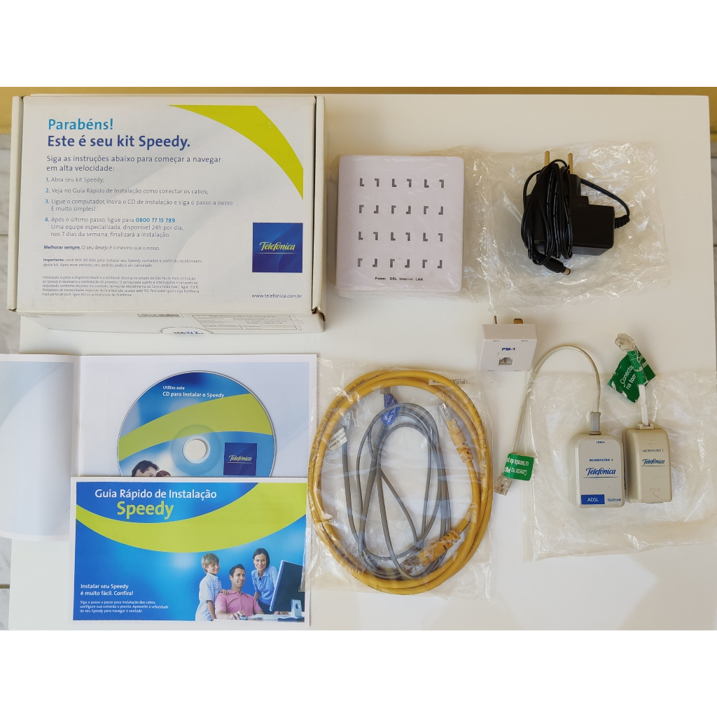 Kit Speedy Telefonica - Modem NuCom ADSL2 - NU-R1100 - Leia a descrição ...