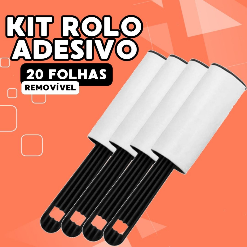 Kit Rolo Removedor de Pelos Pets e Cabelos Roupas Adesivo Limpeza 20 ...