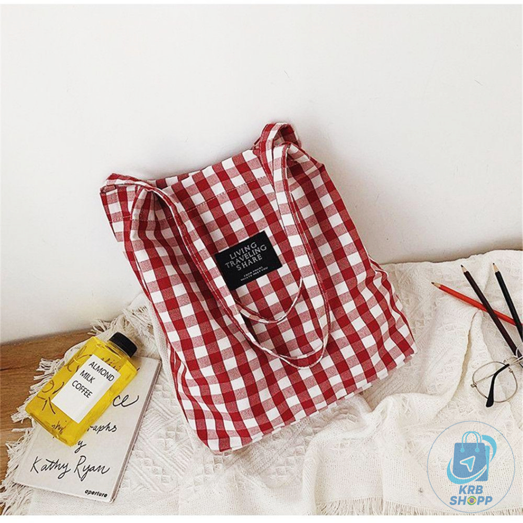 Bolsa Feminina Xadrez Colorida Cor VERMELHO Pano Estilo Eco BAG | Shopee Brasil