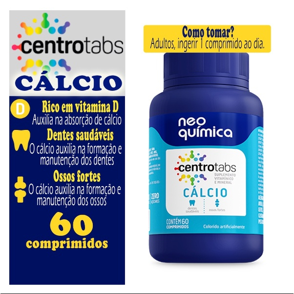 Suplemento CentroTabs Cálcio c/60 Comprimidos | Shopee Brasil