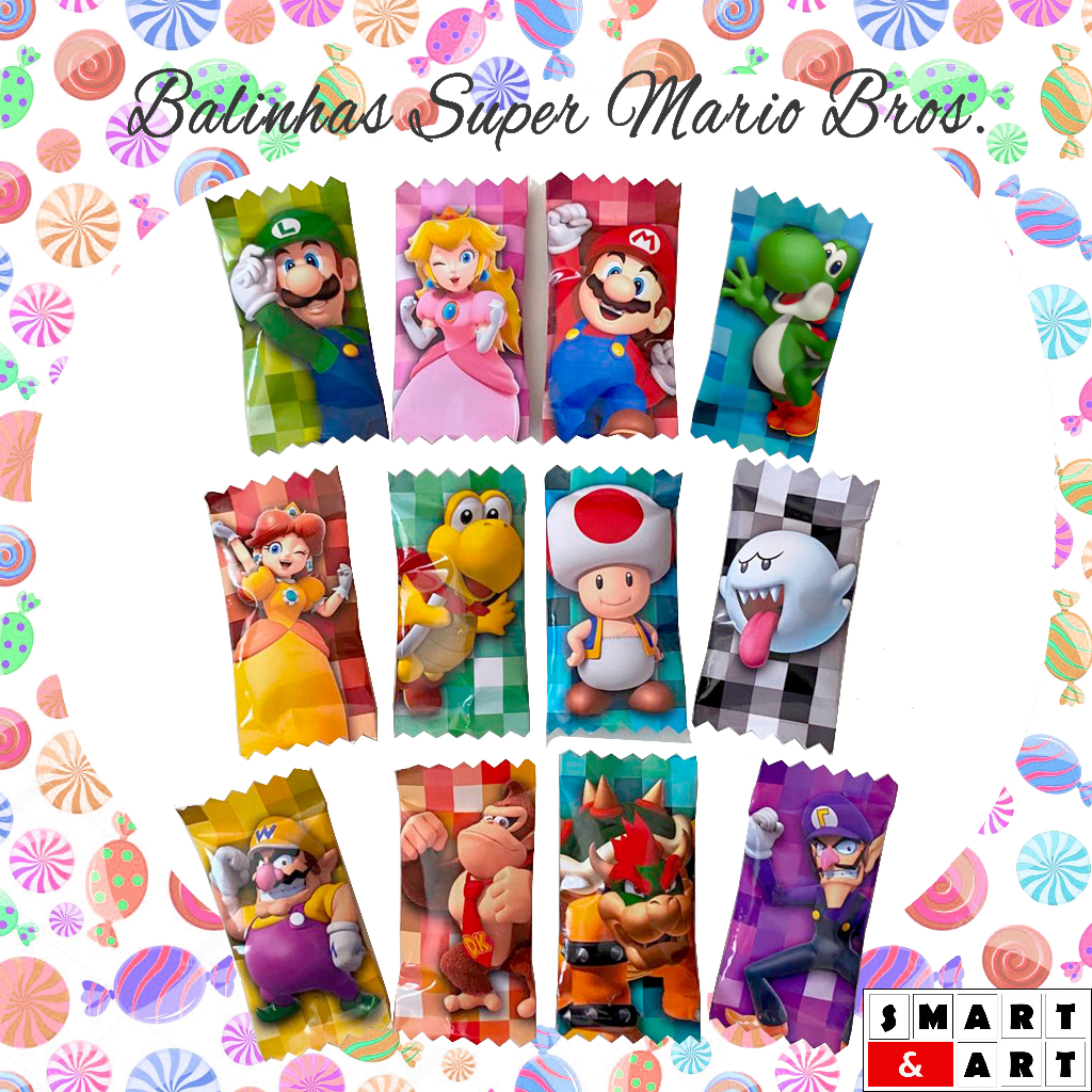 Lembrança Personalizada Bala Balinhas Super Mario Bros Festa ...